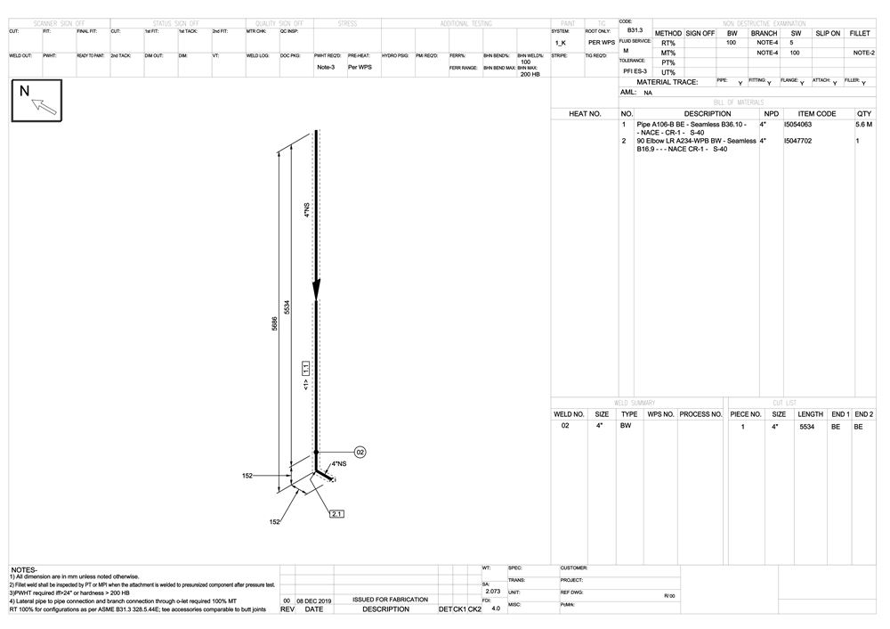 Pipe Spool Shop Drawing - Pipe Spool Shop Drawing Detailing Drafting