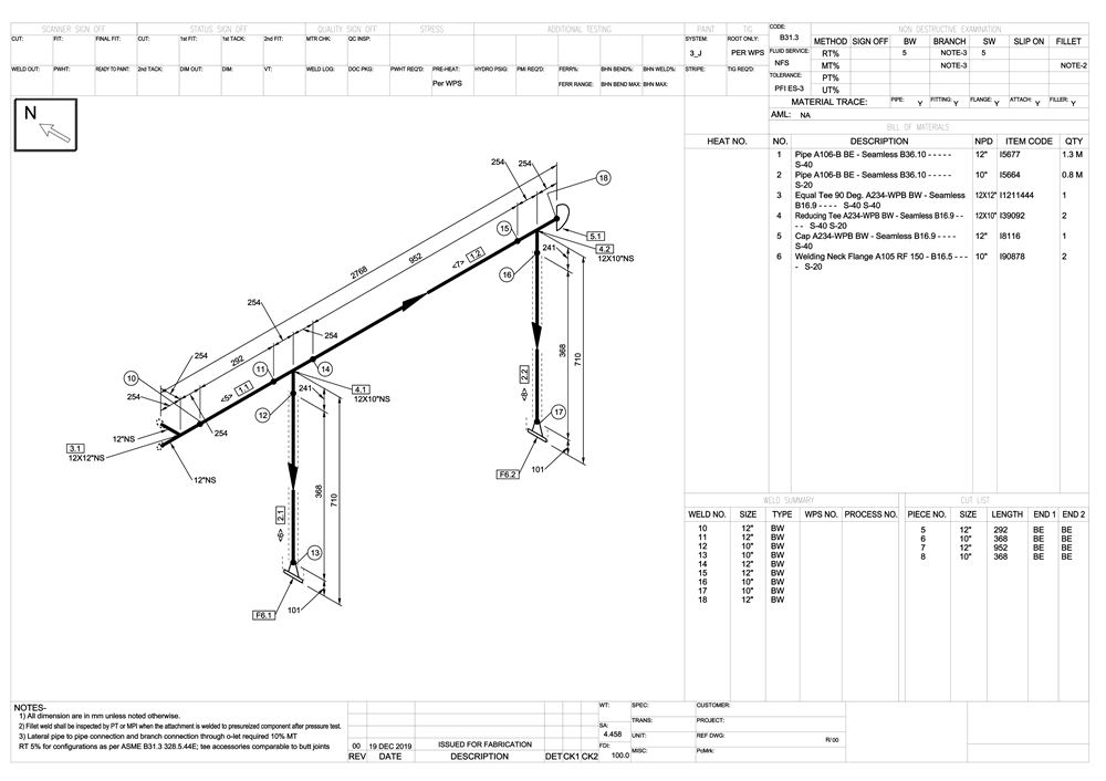 Pipe Spool Shop Drawing - Pipe Spool Shop Drawing Detailing Drafting