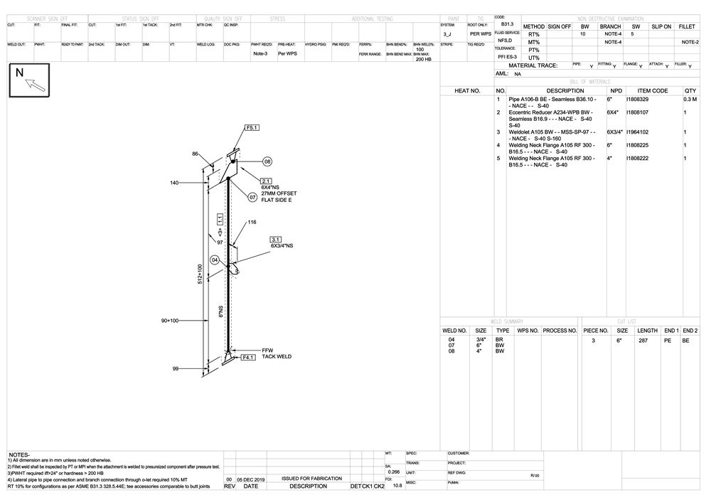 Pipe Spool Shop Drawing - Pipe Spool Shop Drawing Detailing Drafting
