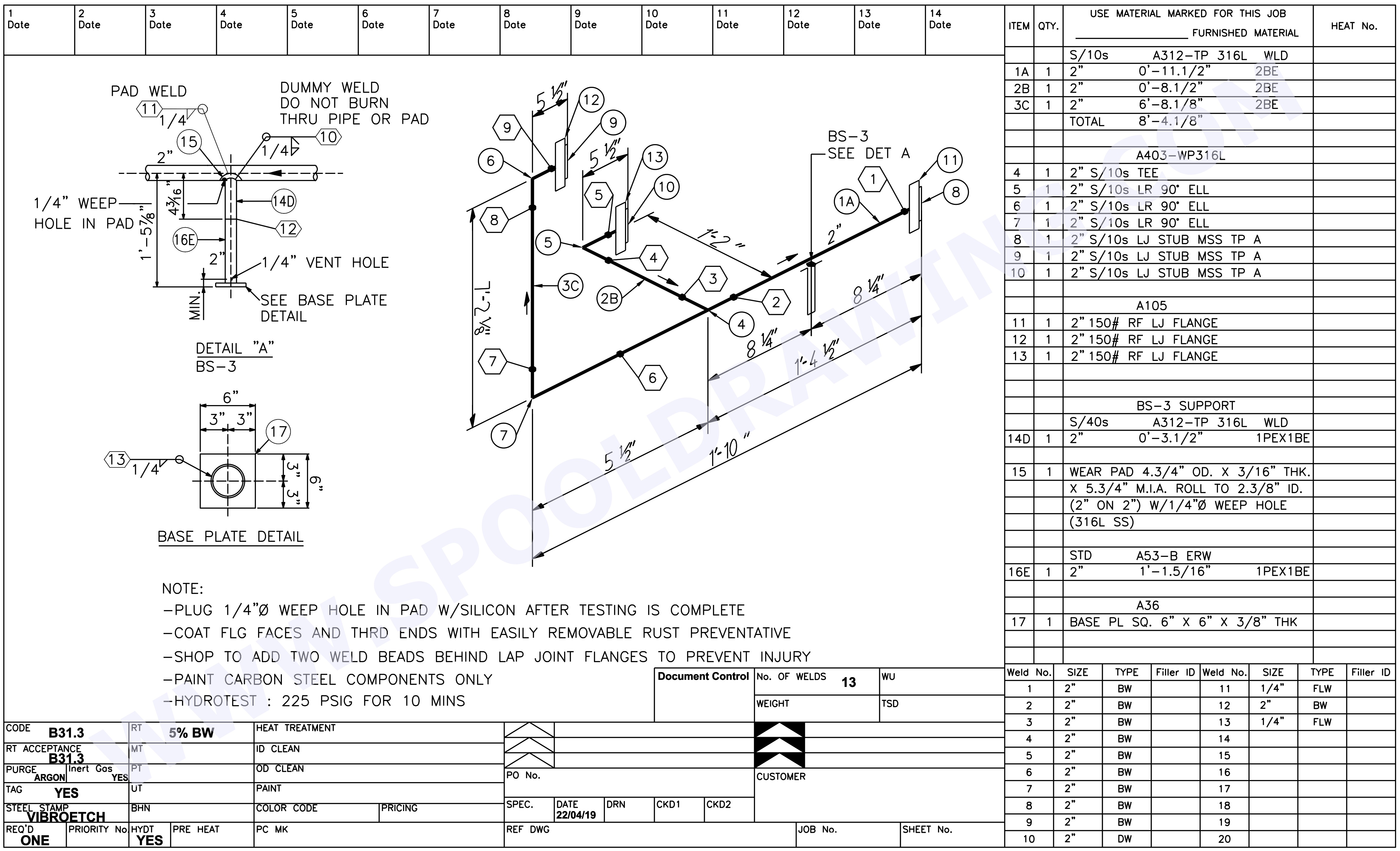 Pipe Spool Shop Drawing - Pipe Spool Shop Drawing Detailing Drafting