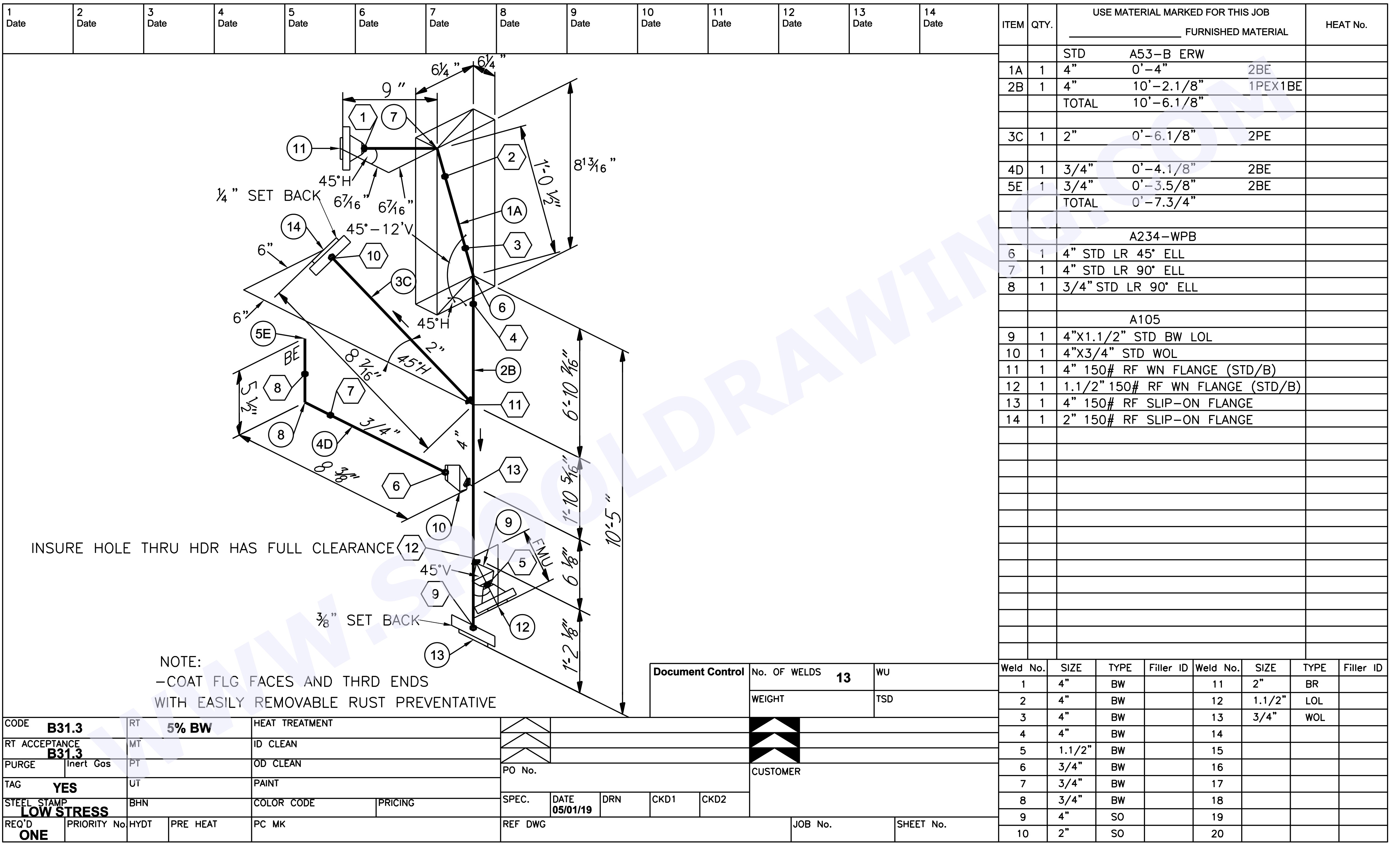 Pipe Spool Shop Drawing - Pipe Spool Shop Drawing Detailing Drafting