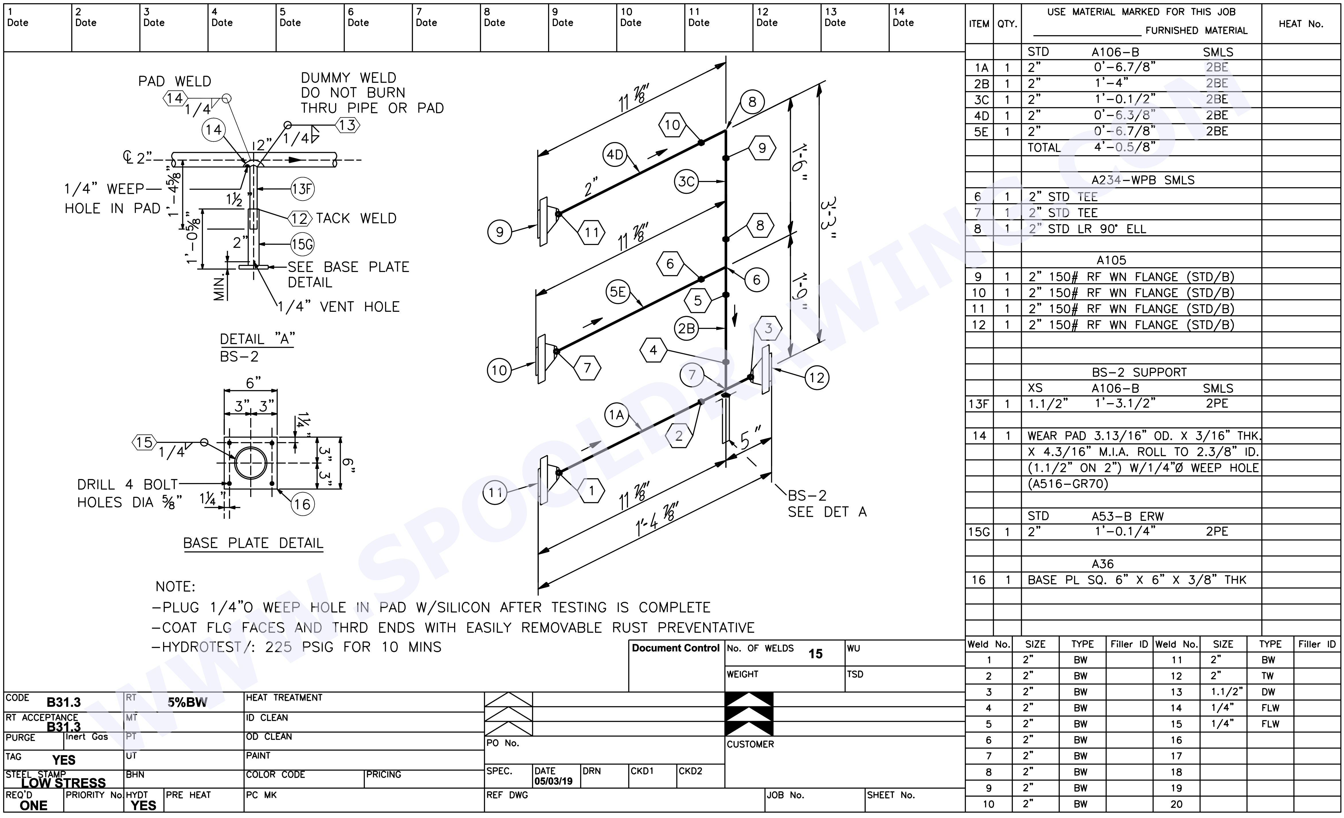 Pipe Spool Shop Drawing - Pipe Spool Shop Drawing Detailing Drafting