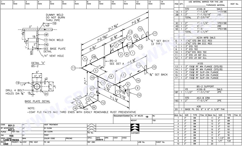 Pipe Spool Shop Drawing - Pipe Spool Shop Drawing Detailing Drafting