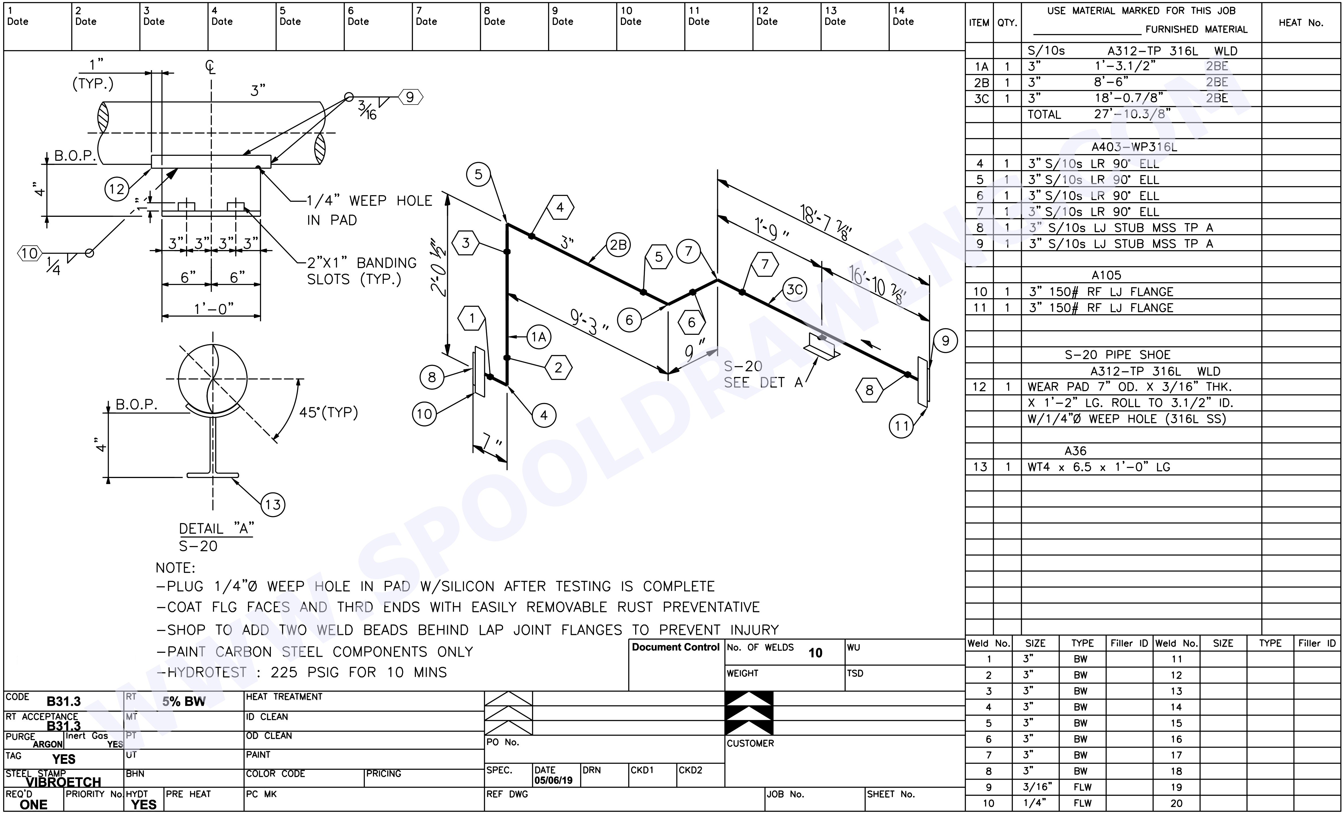 Pipe Spool Shop Drawing - Pipe Spool Shop Drawing Detailing Drafting
