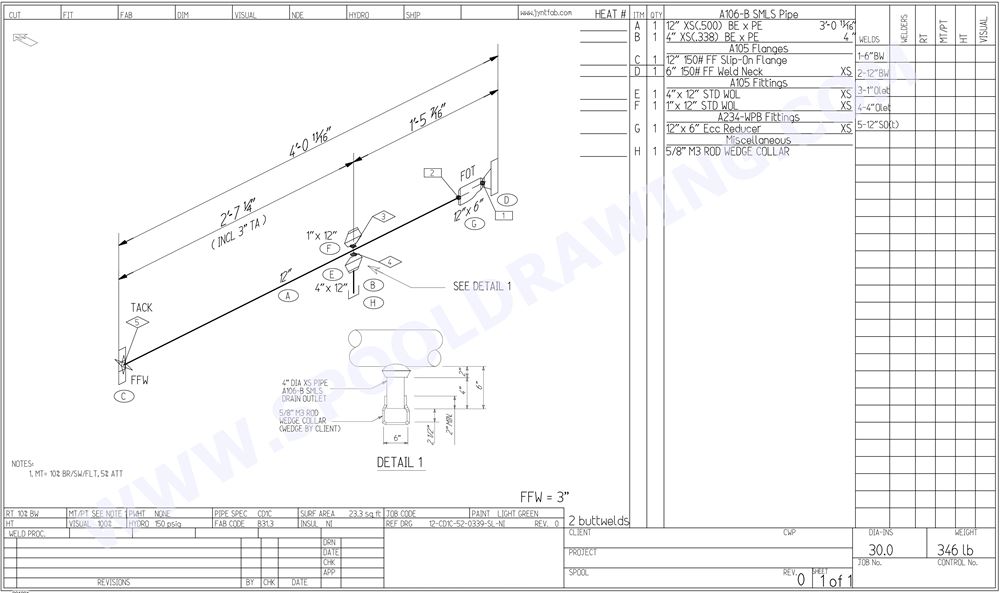 Pipe Spool Shop Drawing - Pipe Spool Shop Drawing Detailing Drafting