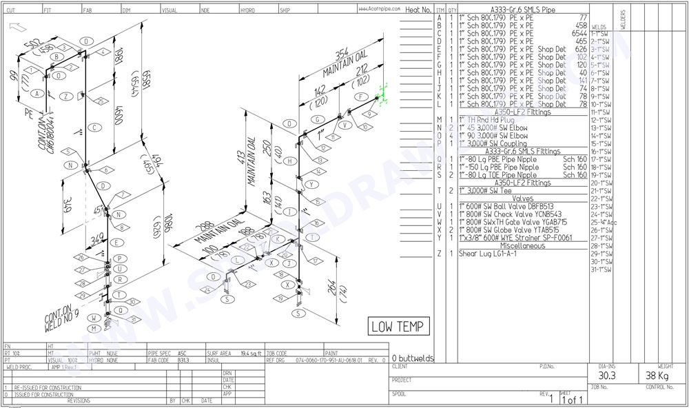 Pipe Spool Shop Drawing - Pipe Spool Shop Drawing Detailing Drafting
