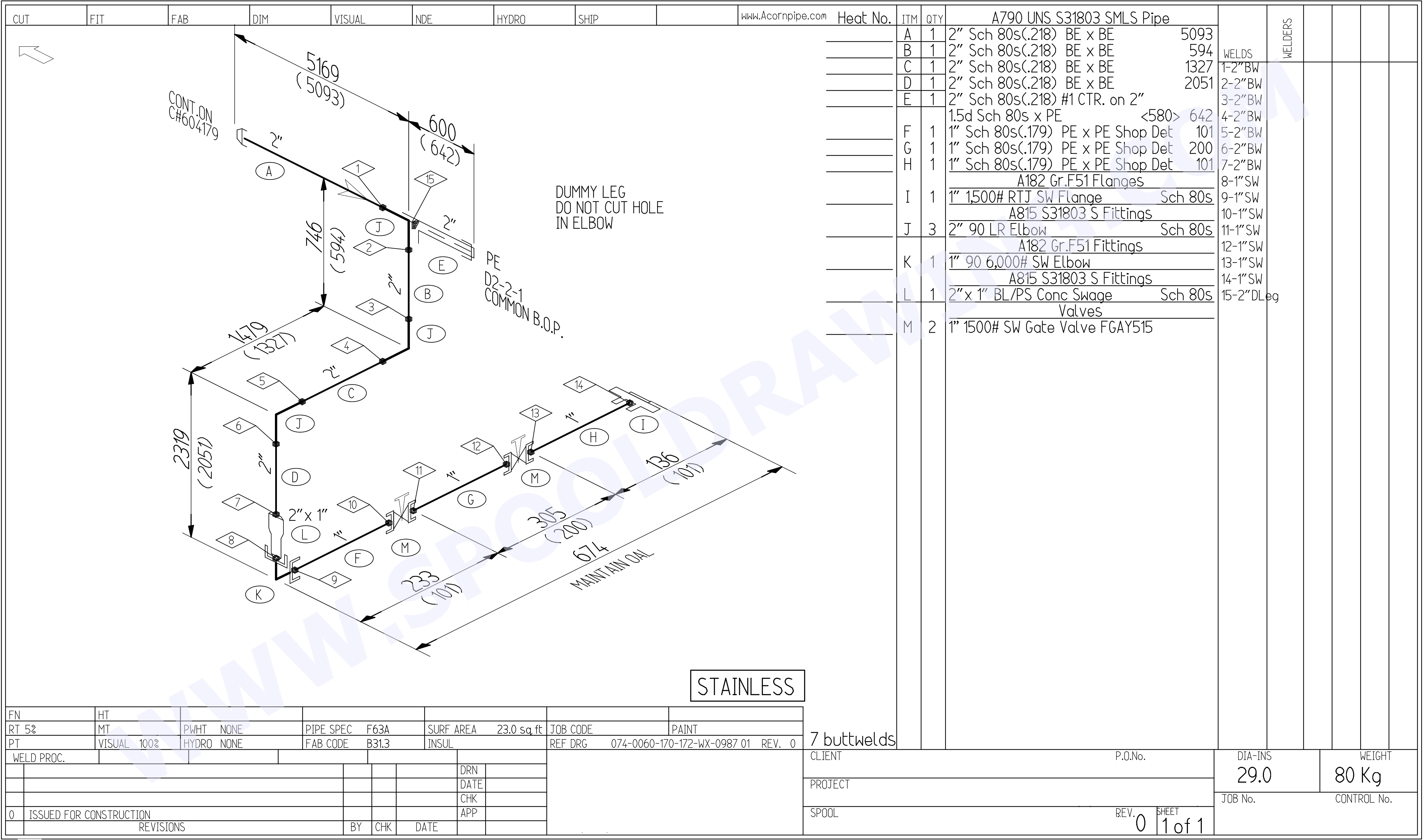 Pipe Spool Shop Drawing - Pipe Spool Shop Drawing Detailing Drafting