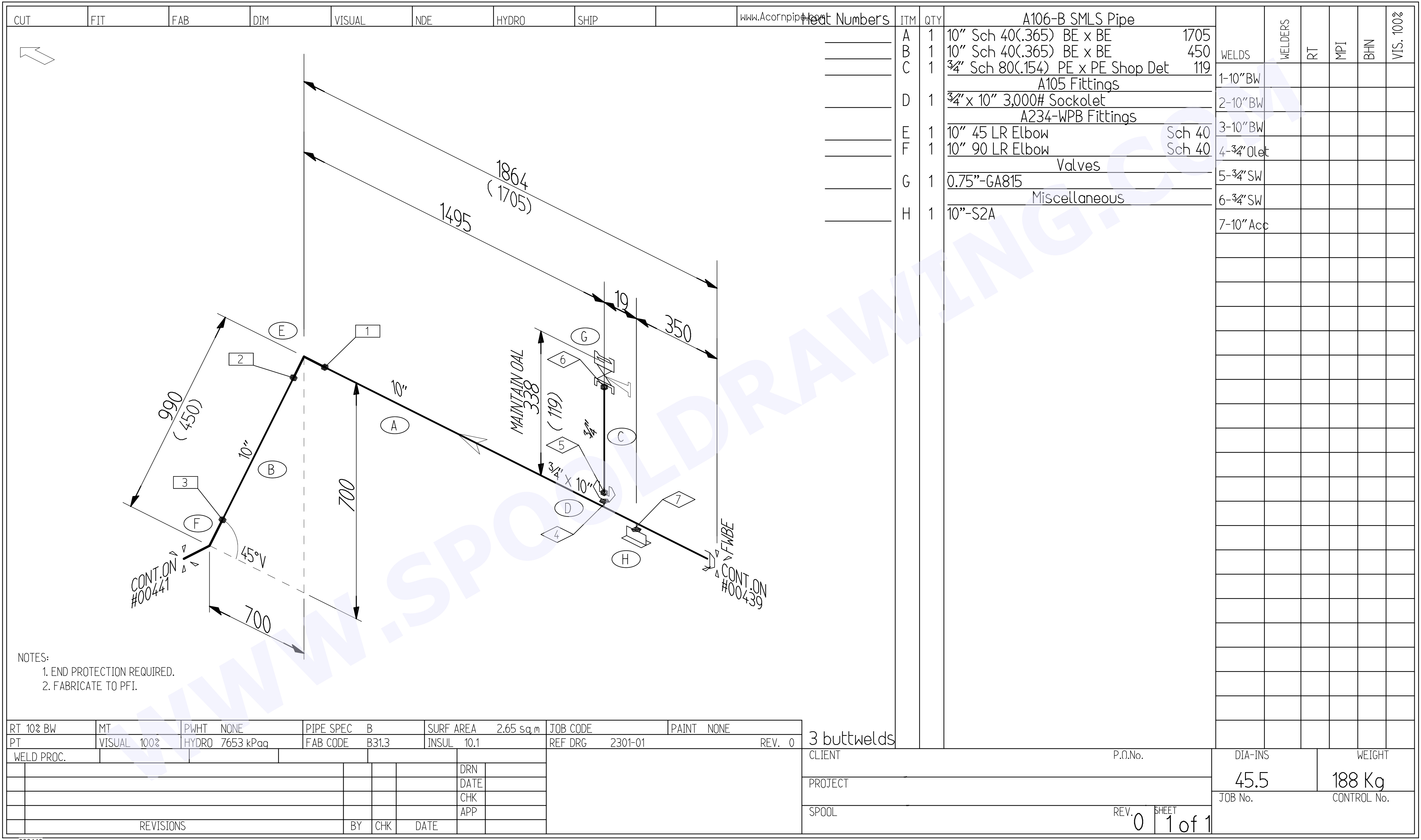 Pipe Spool Shop Drawing - Pipe Spool Shop Drawing Detailing Drafting