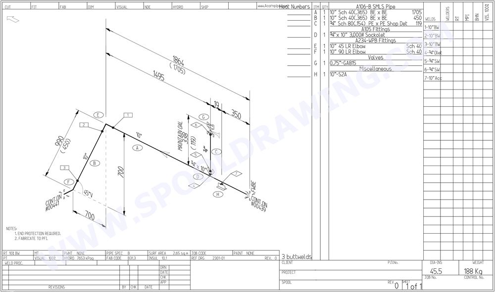 Pipe Spool Shop Drawing - Pipe Spool Shop Drawing Detailing Drafting