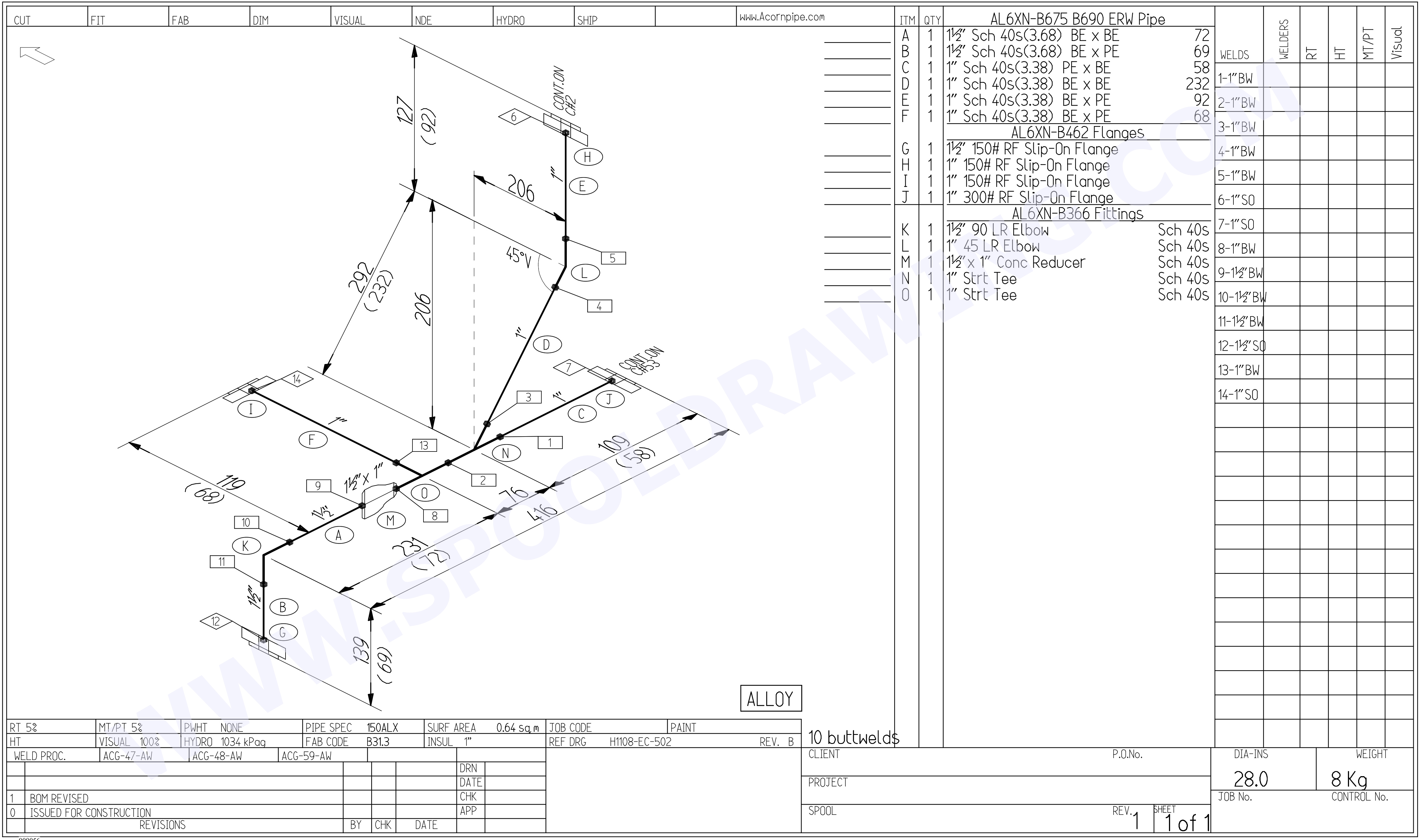 Pipe Spool Shop Drawing - Pipe Spool Shop Drawing Detailing Drafting