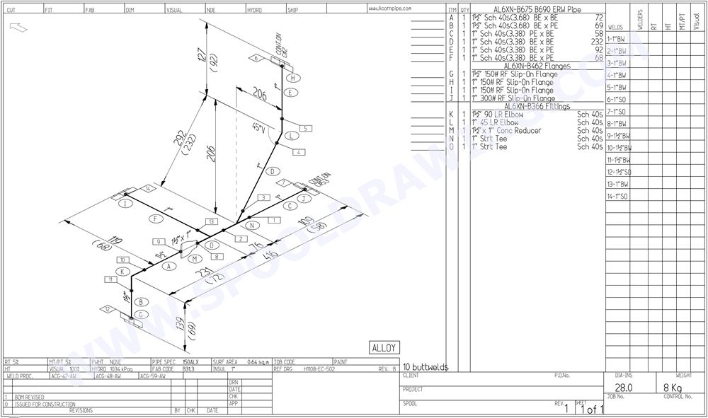Pipe Spool Shop Drawing - Pipe Spool Shop Drawing Detailing Drafting