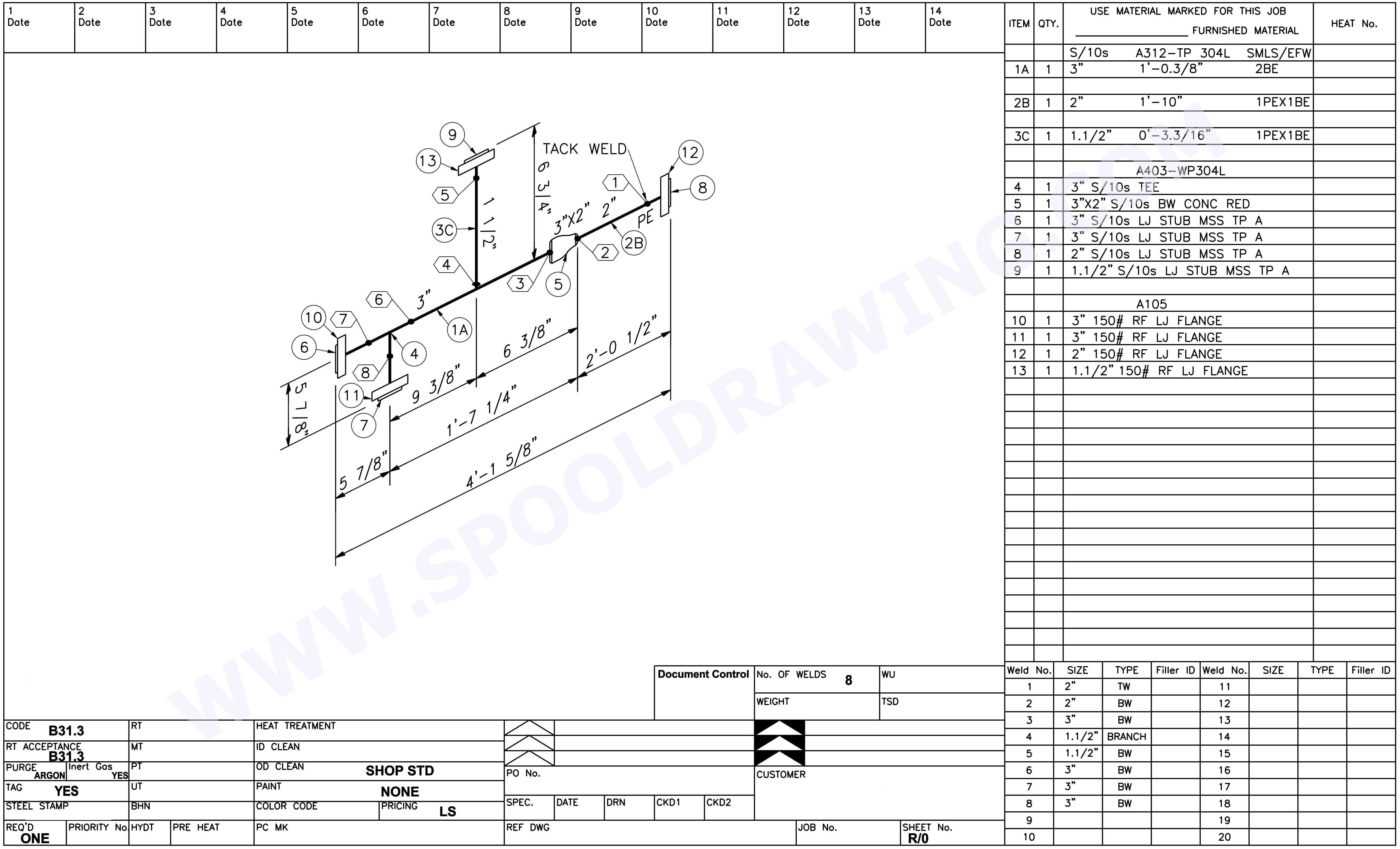 Pipe Spool Shop Drawing - Pipe Spool Shop Drawing Detailing Drafting