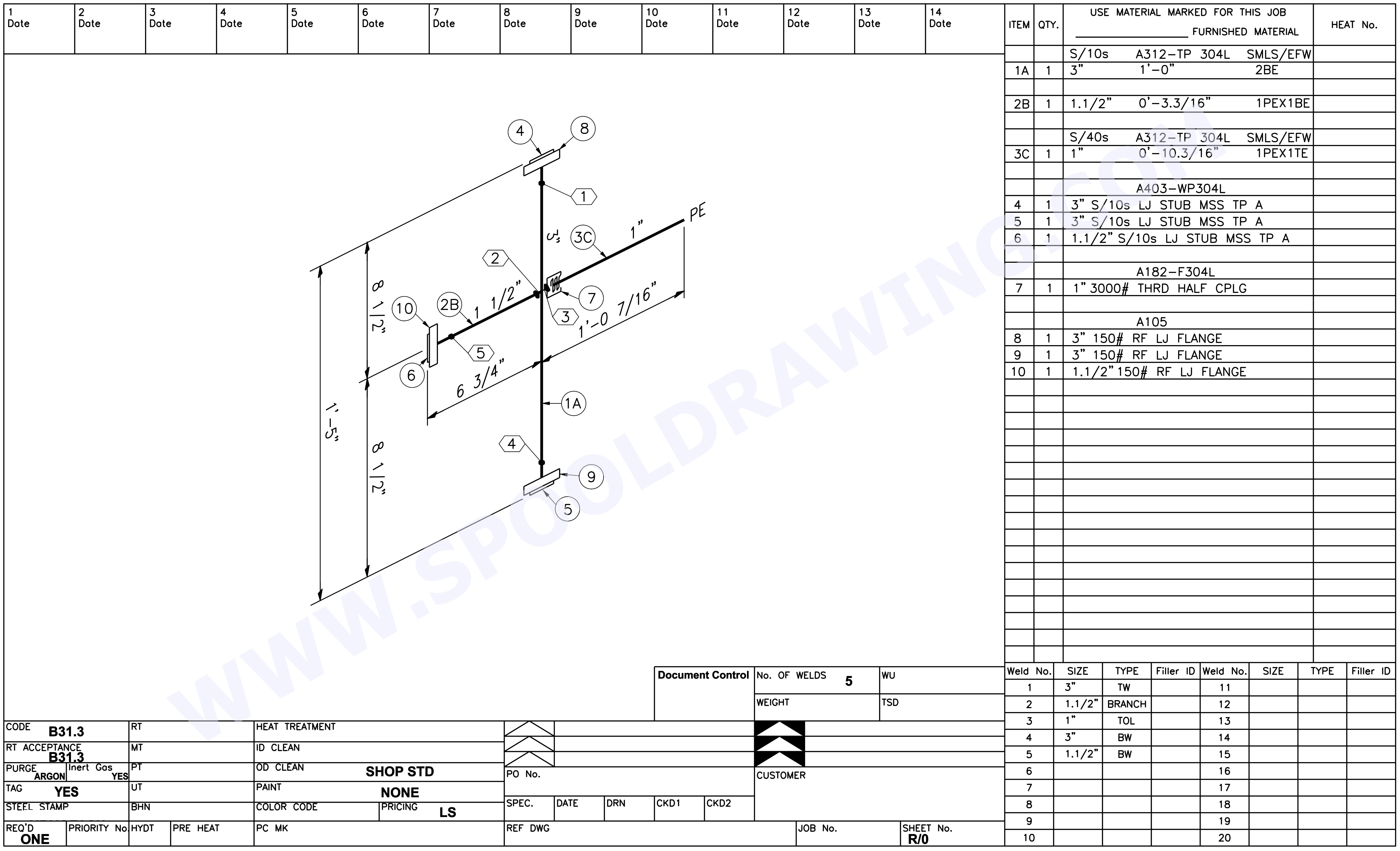 Pipe Spool Shop Drawing - Pipe Spool Shop Drawing Detailing Drafting