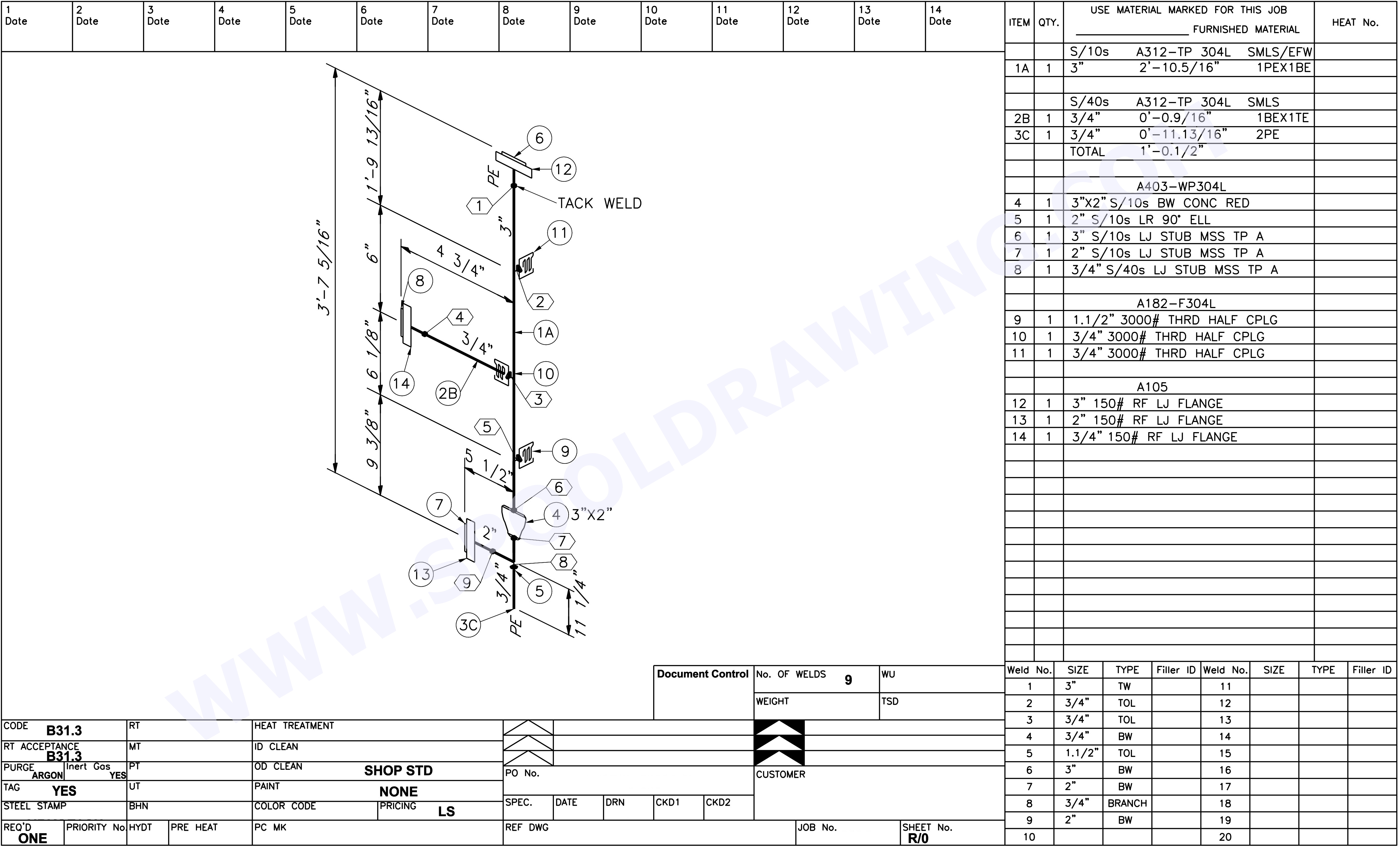Pipe Spool Shop Drawing - Pipe Spool Shop Drawing Detailing Drafting