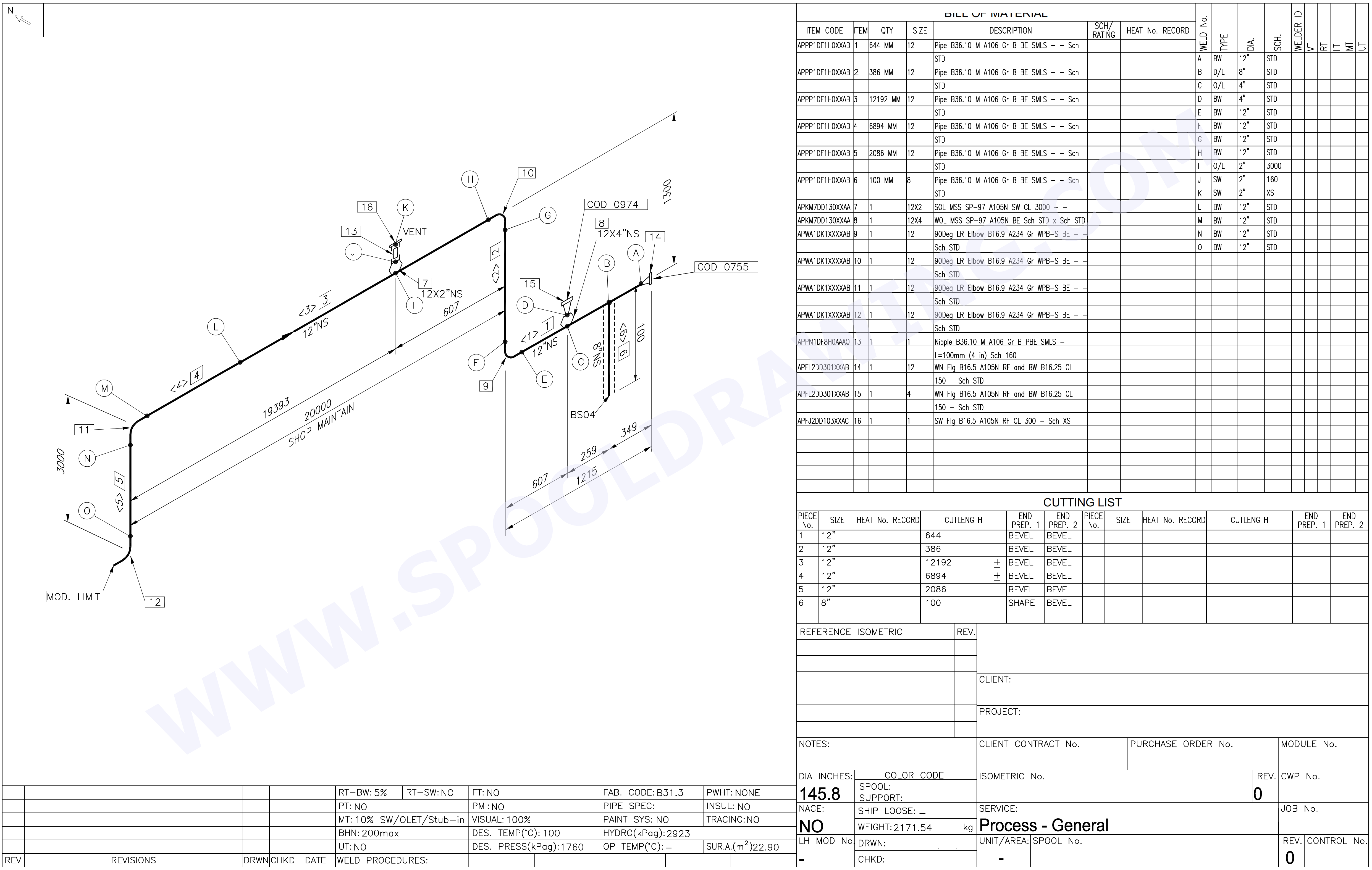 Pipe Spool Shop Drawing - Pipe Spool Shop Drawing Detailing Drafting