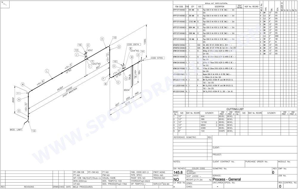 Pipe Spool Shop Drawing - Pipe Spool Shop Drawing Detailing Drafting