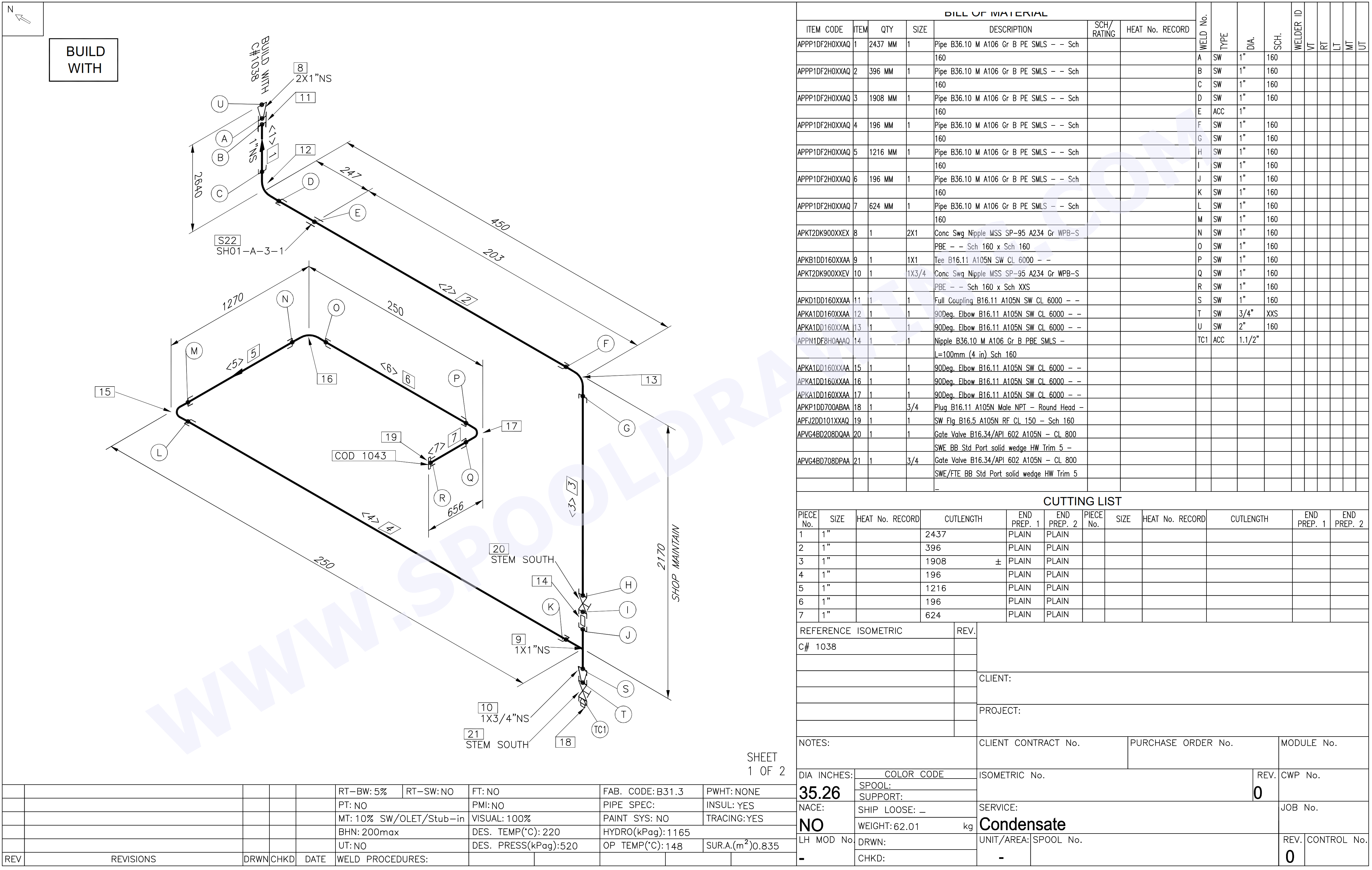 Pipe Spool Shop Drawing - Pipe Spool Shop Drawing Detailing Drafting
