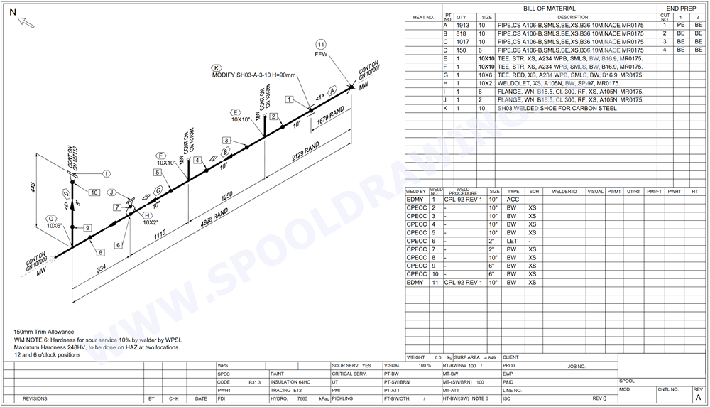 Pipe Spool Shop Drawing - Pipe Spool Shop Drawing Detailing Drafting