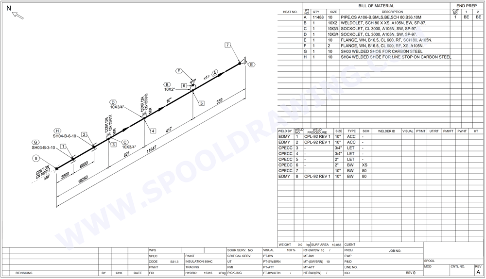 Pipe Spool Shop Drawing - Pipe Spool Shop Drawing Detailing Drafting