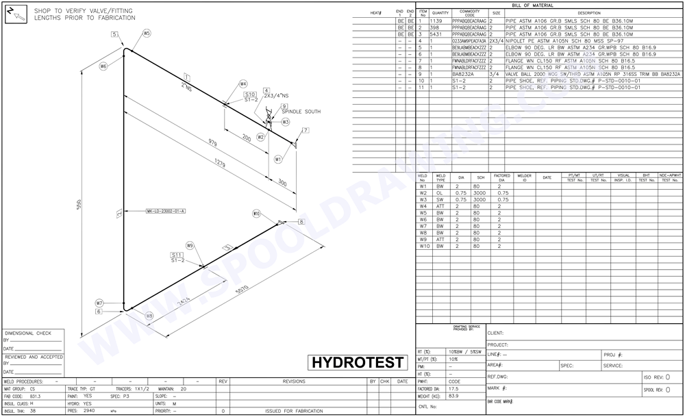 Pipe Spool Shop Drawing - Pipe Spool Shop Drawing Detailing Drafting