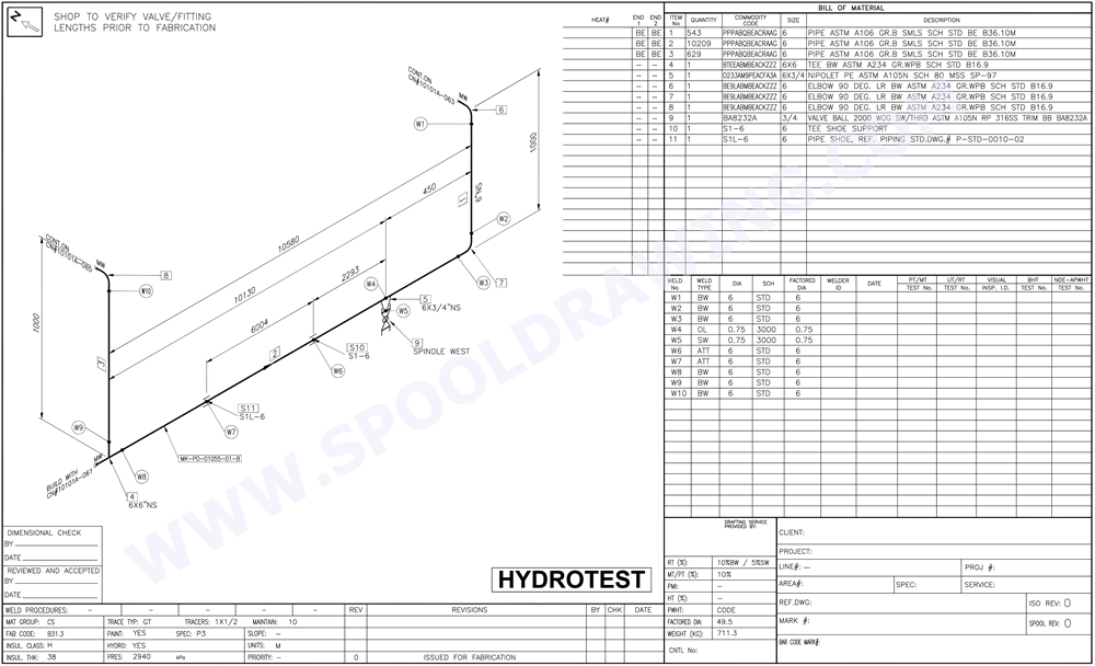 Pipe Spool Shop Drawing - Pipe Spool Shop Drawing Detailing Drafting
