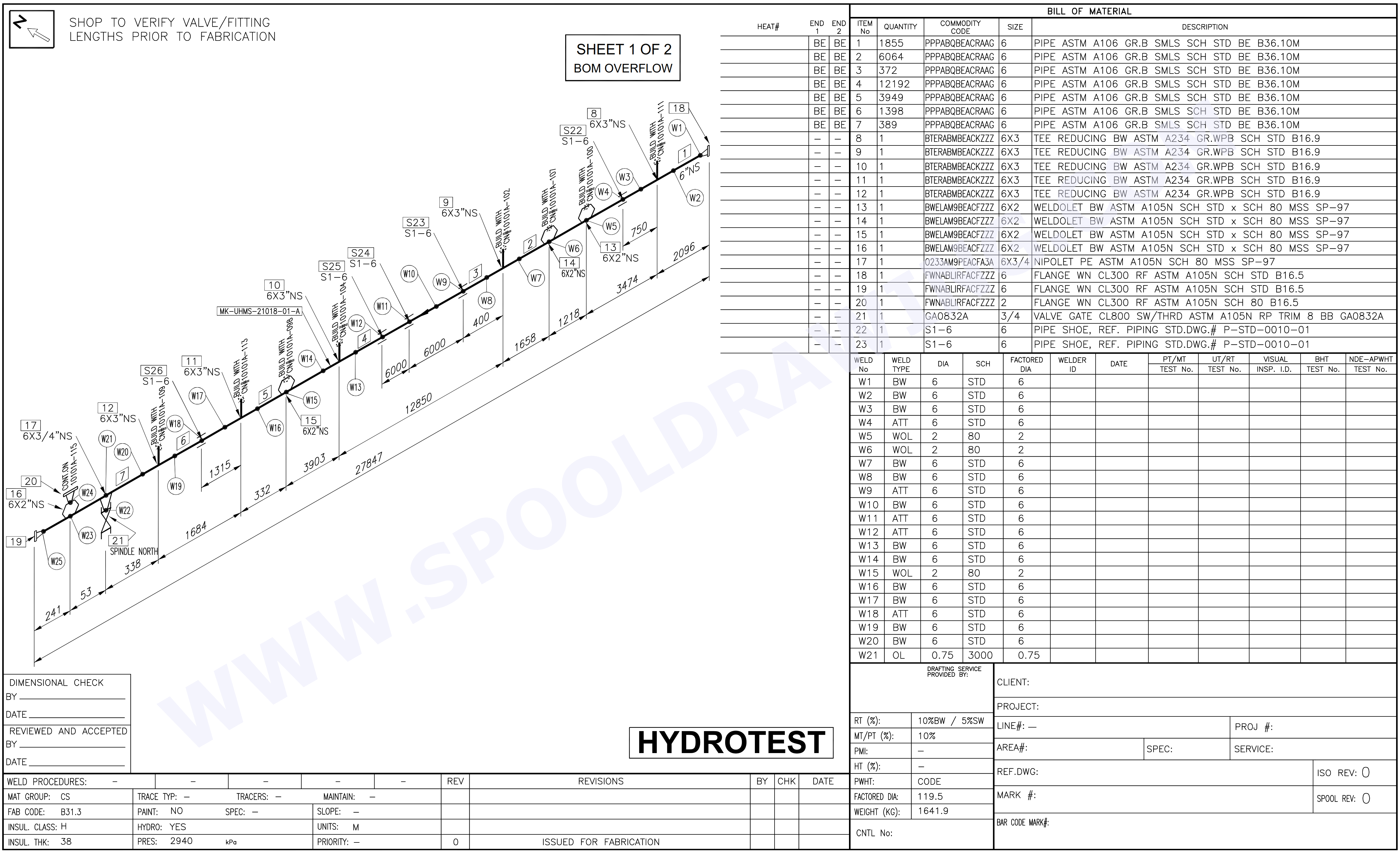 Pipe Spool Shop Drawing - Pipe Spool Shop Drawing Detailing Drafting